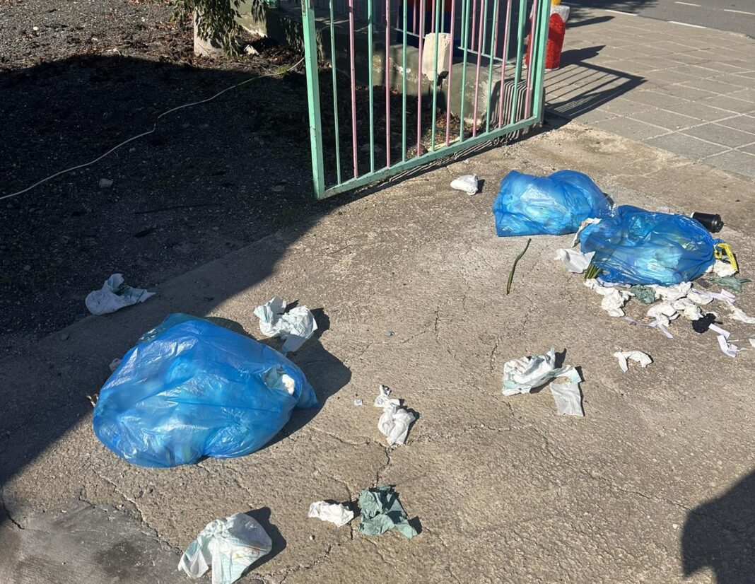 Μετακινούν το κάδο και γεμίζουν το τόπο σκουπίδια έξω από το ΣΚΕ ...